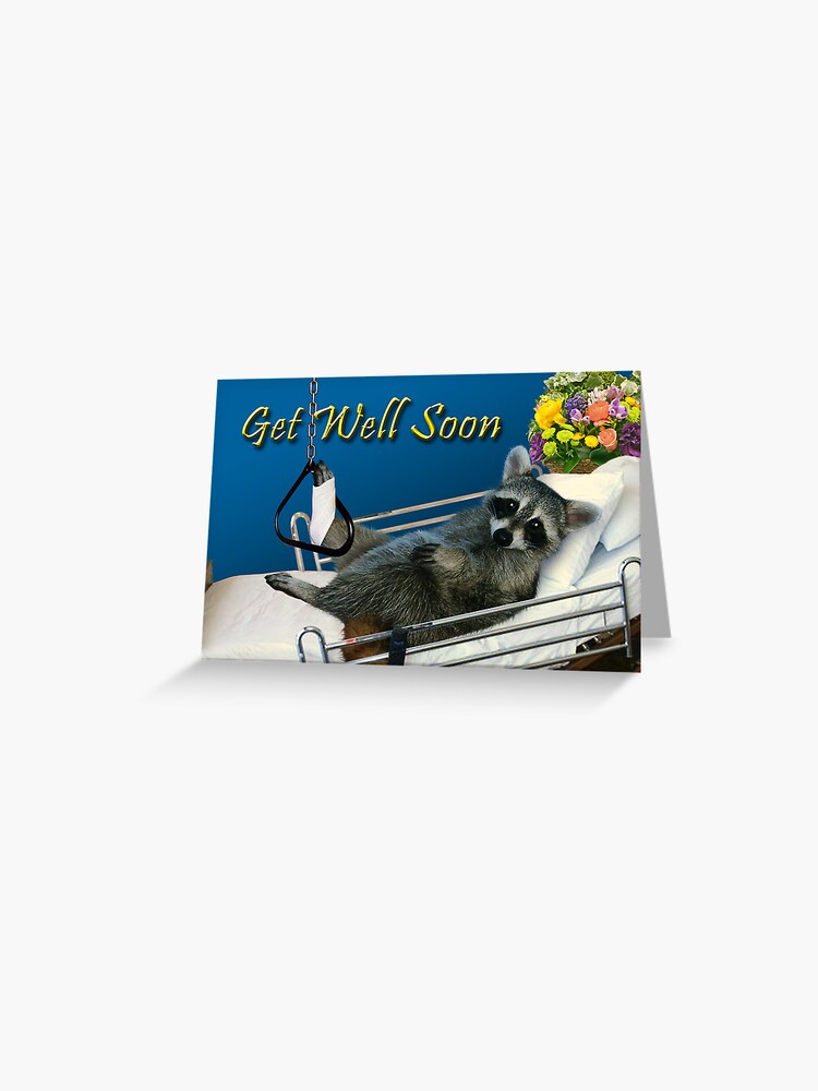 "Get Well Soon Raccoon" Greeting Card for Sale by jkartlife | Redbubble