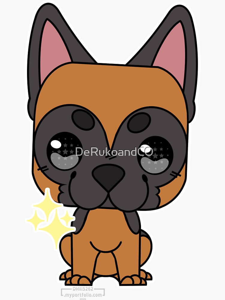 "Chibi Doggo Pupper (German Shepherd/Belgian Malinois)" Sticker for ...