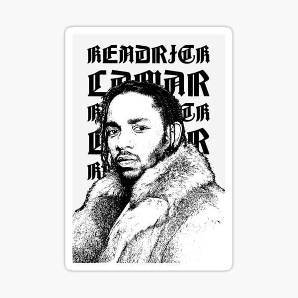 "Kendrick II - Black and White Print" Sticker for Sale by ...