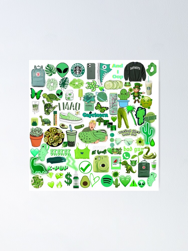 "green sticker pack " Poster by Jamila26 | Redbubble