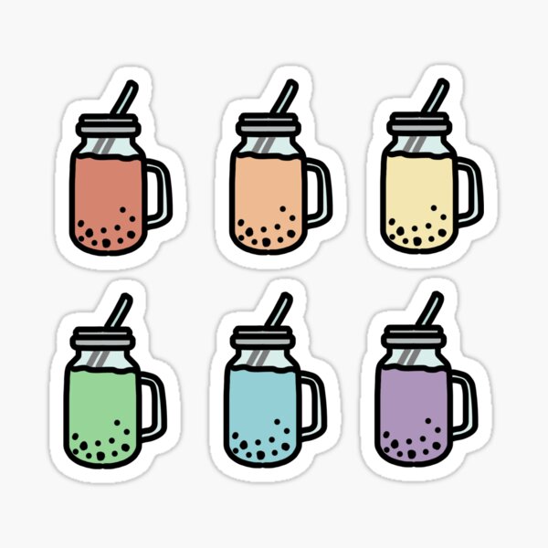 "Rainbow Boba Bubble Tea Sticker Pack Aesthetic" Sticker for Sale by ...
