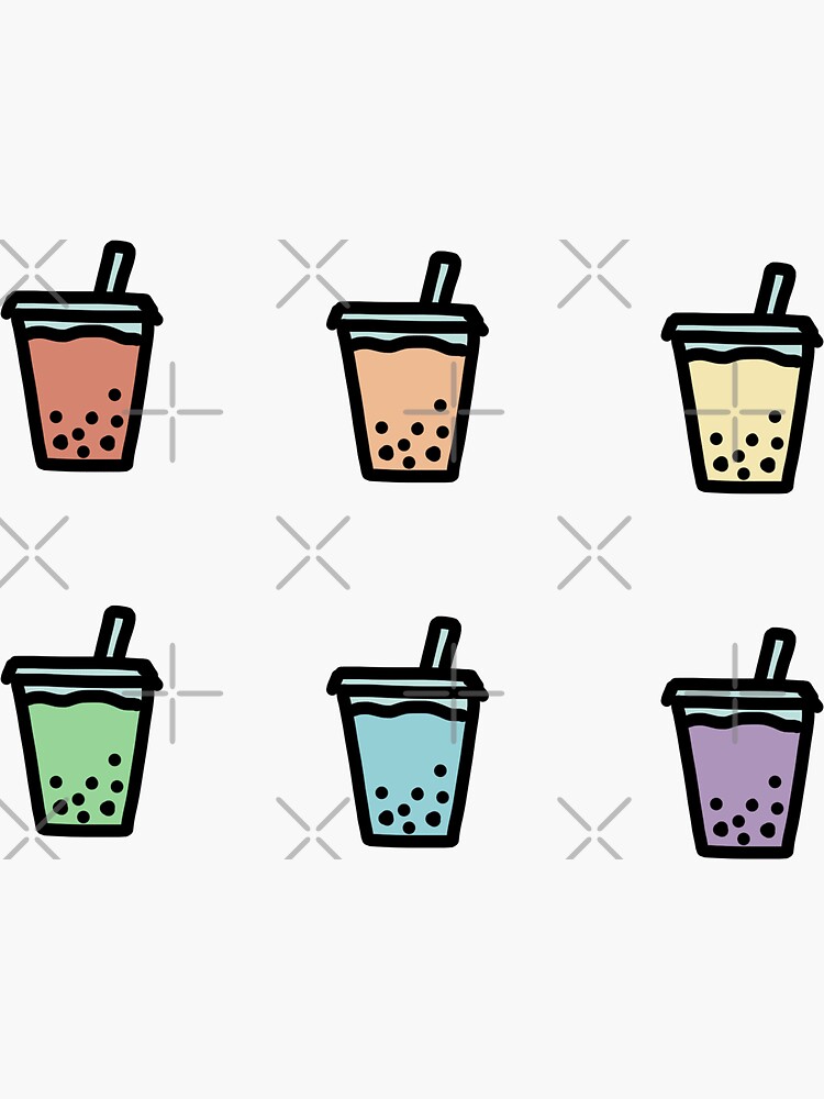 "Rainbow Boba Bubble Tea Sticker Pack Aesthetic" Sticker by ...