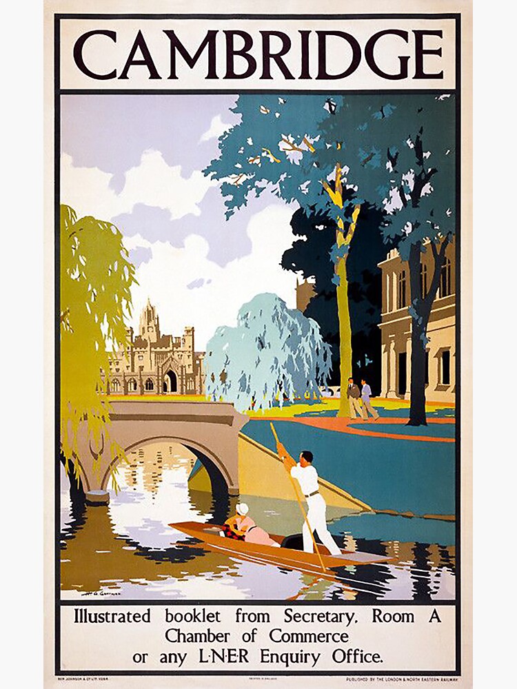 "Vintage Travel Poster - Cambridge" Sticker for Sale by m-pleiades ...