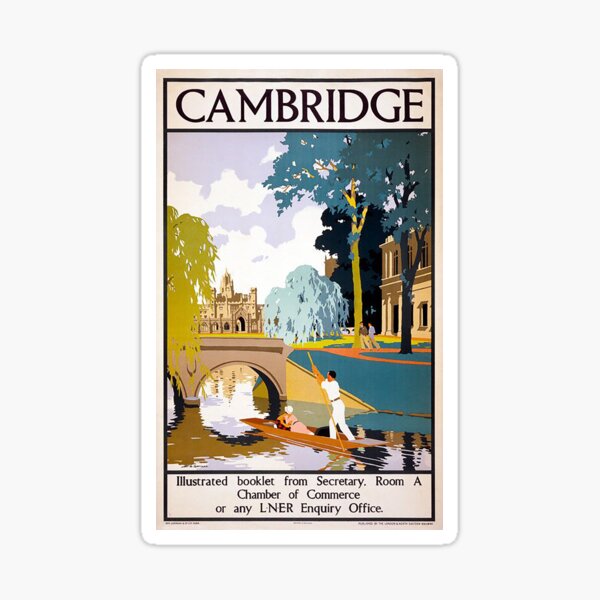 "Vintage Travel Poster - Cambridge" Sticker for Sale by m-pleiades ...