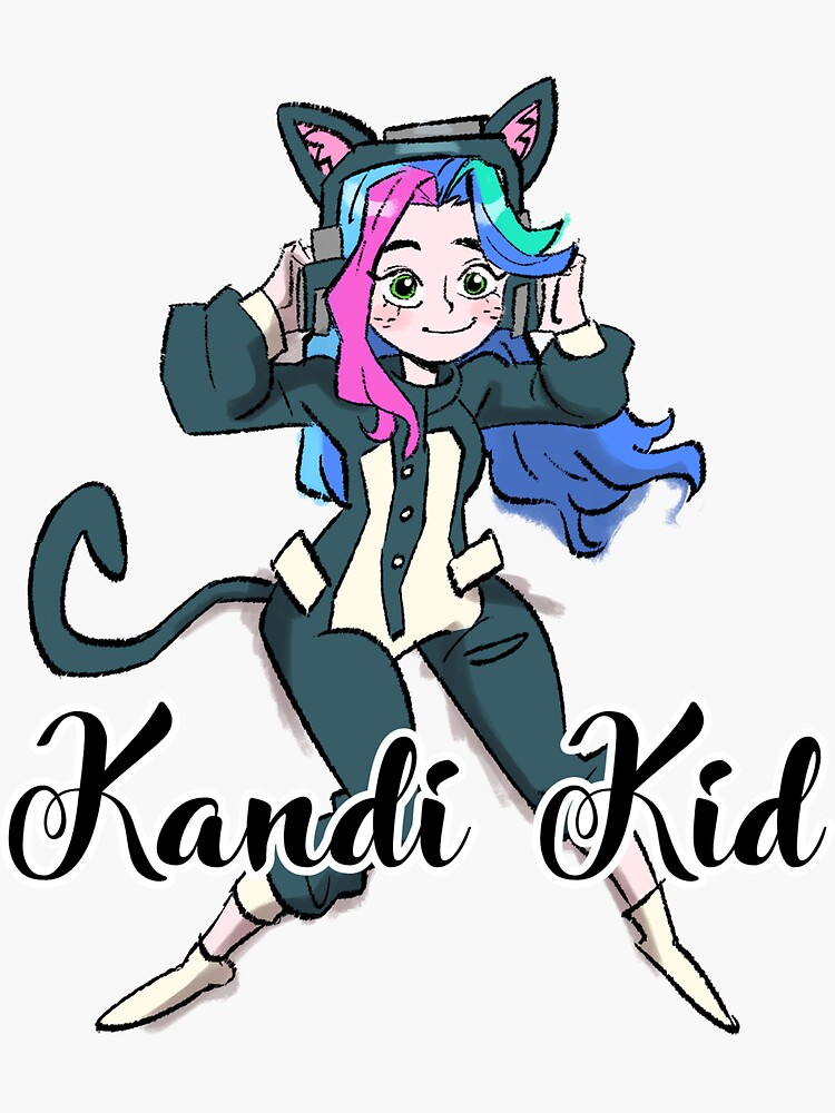 "Kandi Kid Rave Cat Girl" Sticker by Finaizu | Redbubble