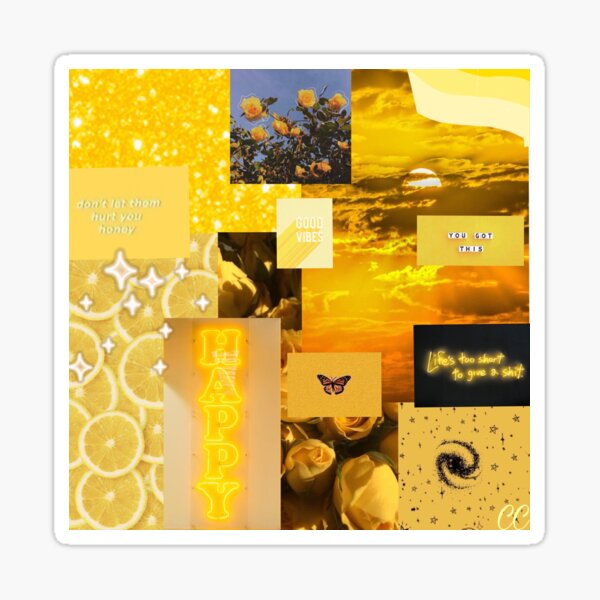 "Yellow Aesthetic Collage" Sticker for Sale by Carolinejclark | Redbubble