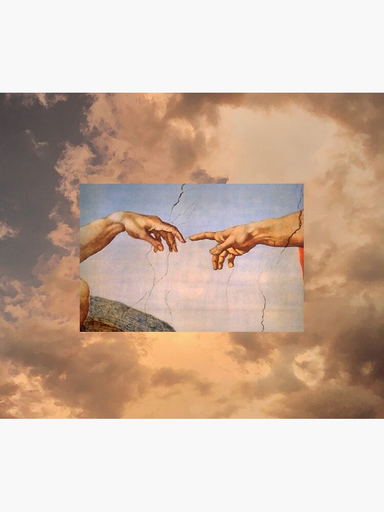 Michelangelo Fingers of the Creation of Adam Cloudscape Tapestry sold ...
