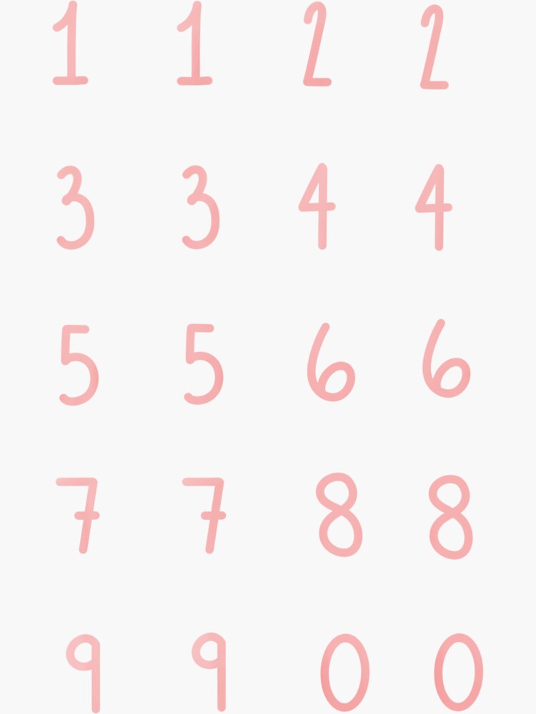"Pink Numbers Sticker Pack" Sticker for Sale by 4everindoodles | Redbubble