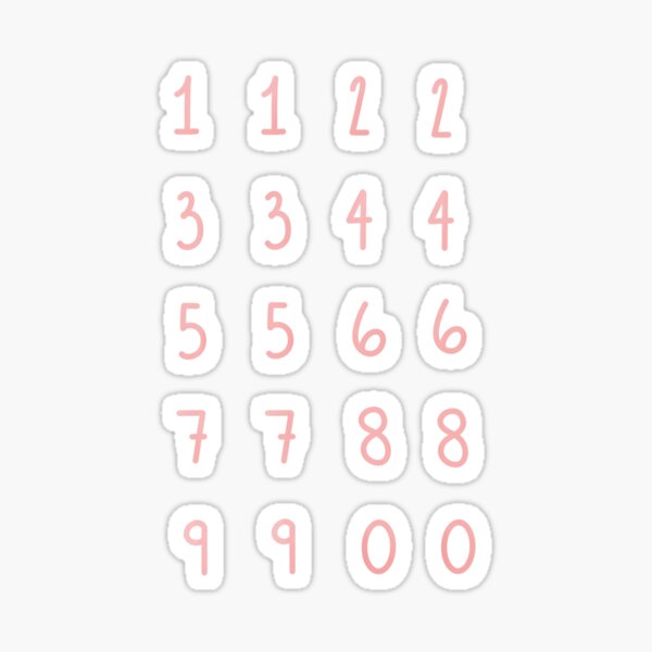 "Pink Numbers Sticker Pack" Sticker for Sale by 4everindoodles | Redbubble