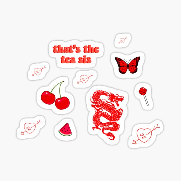 "Red sticker pack" Sticker for Sale by pecoandpoco | Redbubble