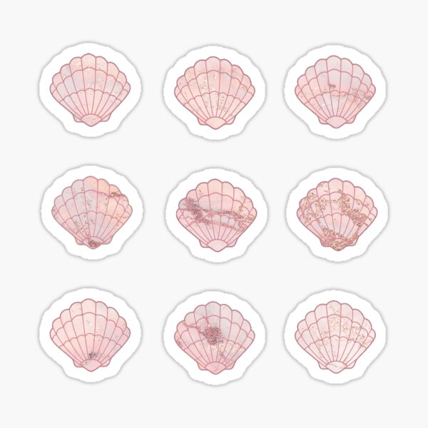 "Sticker pack-Pink marble seashells" Sticker for Sale by vsconati ...