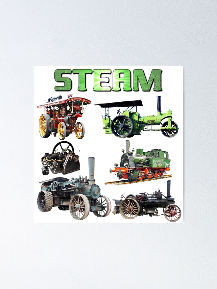 "Steam vintage machines design" Poster for Sale by luvvvvvit | Redbubble