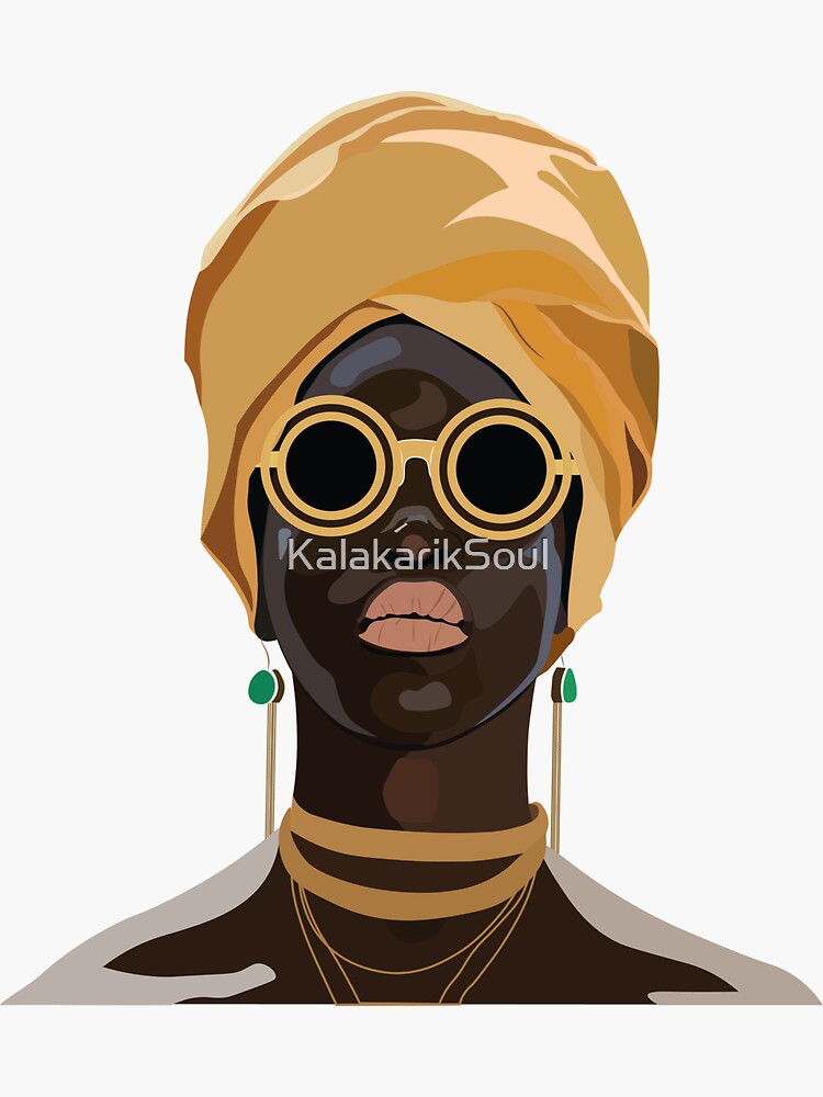 "BOLD IN GOLD TURBAN LADY" Sticker by KalakarikSoul | Redbubble