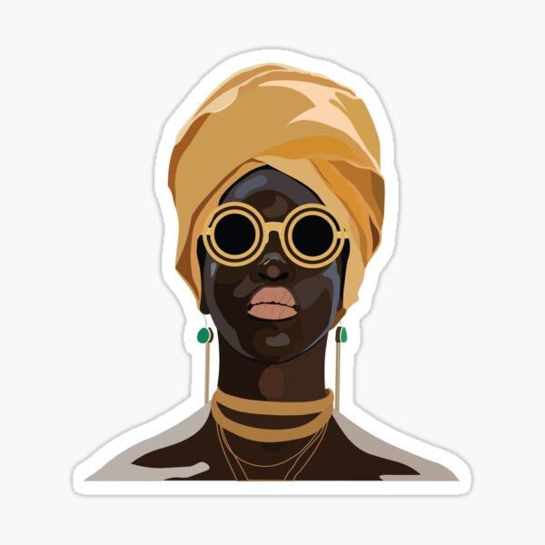 "BOLD IN GOLD TURBAN LADY" Sticker by KalakarikSoul | Redbubble