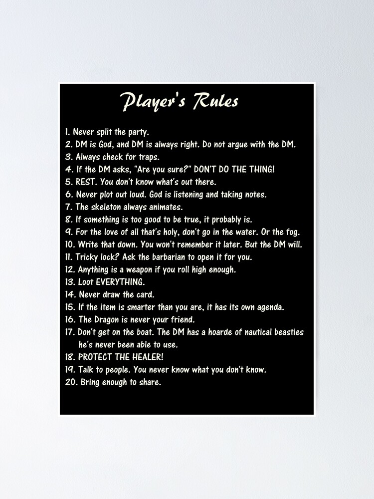 "D&D - Player's Rules - Dungeons & Dragons" Poster for Sale by ...