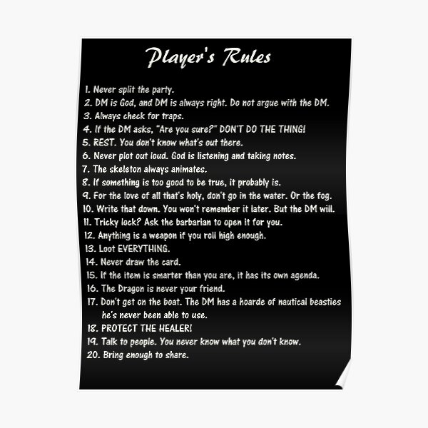 "D&D - Player's Rules - Dungeons & Dragons" Poster for Sale by ...