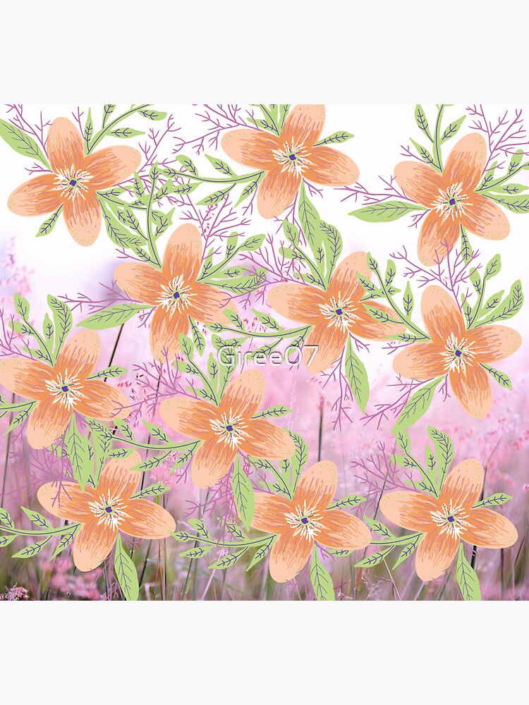 "Orange flower art" Sticker for Sale by Giree07 | Redbubble
