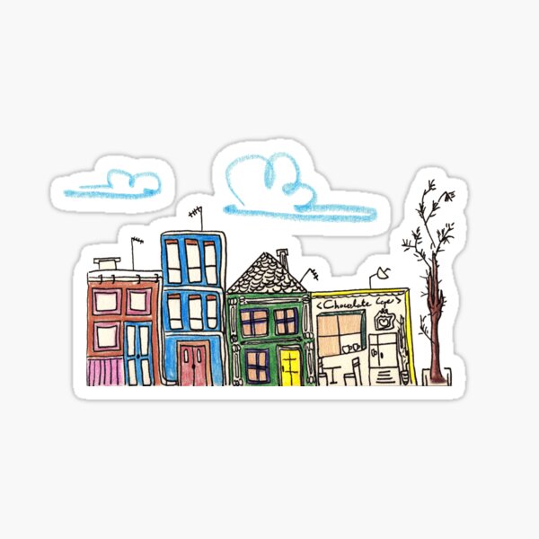 "A Colorful Town Wooden Homes" Sticker for Sale by MakiPrints | Redbubble