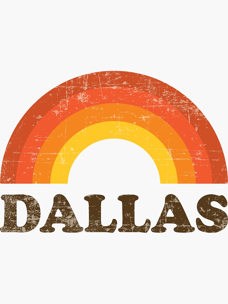 "Vintage Dallas Vacation Souvenir Retro Rainbow" Sticker by Teeming ...