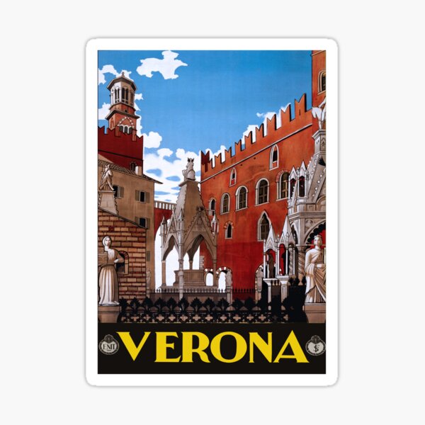 "Verona Travel Poster Restored." Sticker by mccabet | Redbubble