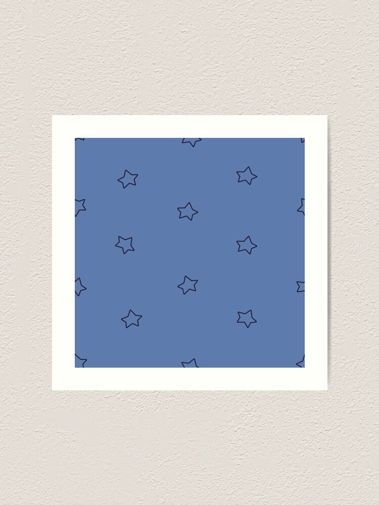 "Star line graphic pattern with blue background" Art Print by Bakulina ...