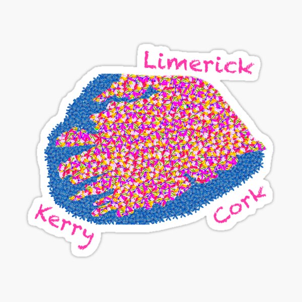 "Flowery Map of Cork, Limerick and Kerry Ireland" Sticker by articlave ...