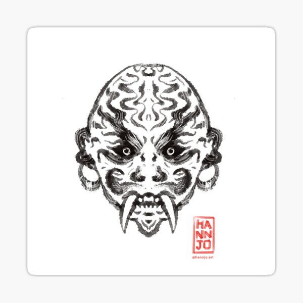 "Demon Mask Noh 2" Sticker for Sale by Hannjo-art | Redbubble