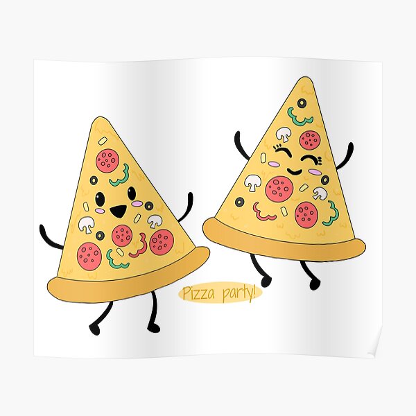 Póster «¡Fiesta de pizza! Bailando pizzas kawaii» de MammaPanda | Redbubble