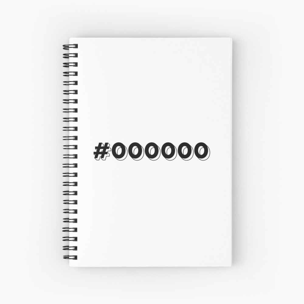 "#000000 black hex code " Spiral Notebook for Sale by sarahlowedesign ...