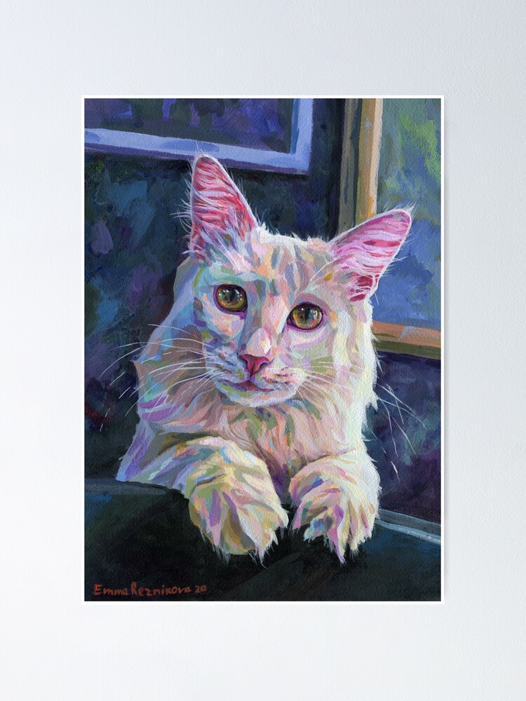 "White cat" Poster by EMMARE | Redbubble