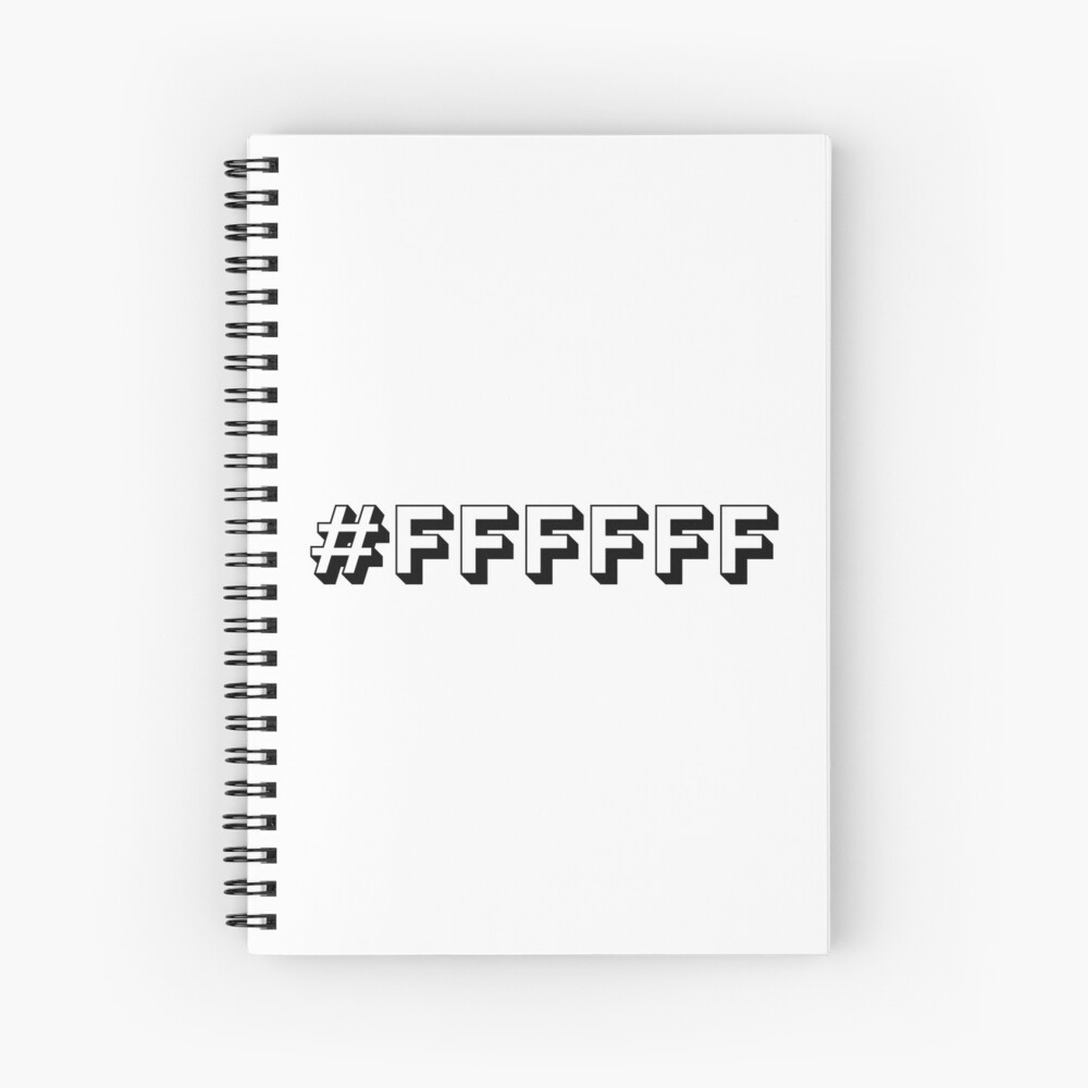 "#FFFFFF white hex code " Spiral Notebook for Sale by sarahlowedesign ...