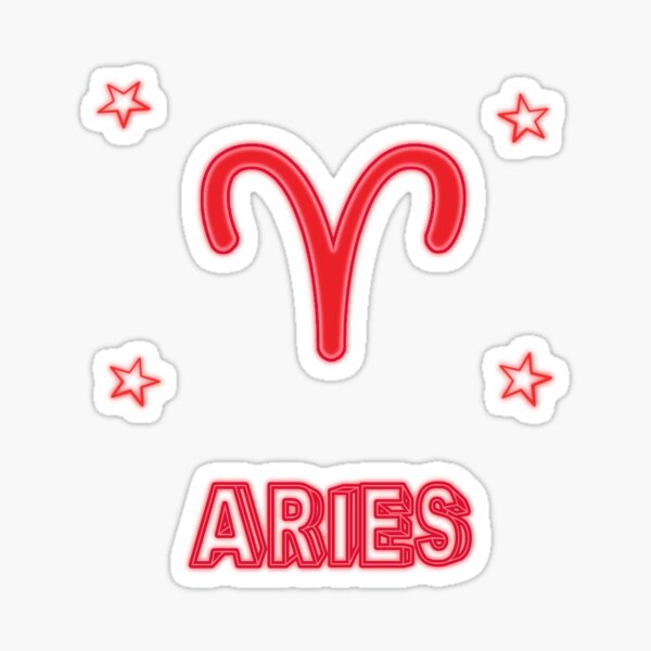 "neon red aries sticker pack" Sticker by hopecreations | Redbubble