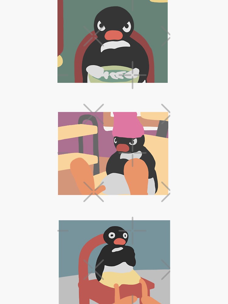 "angry pingu penguin " Sticker by caffeinatedgal | Redbubble