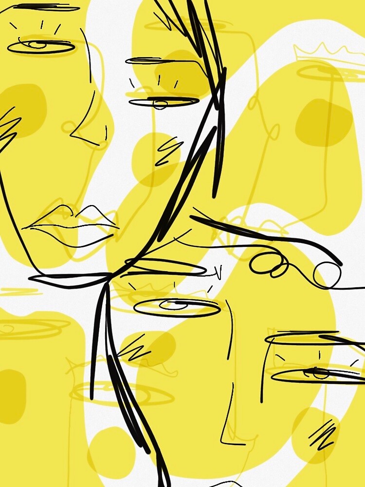 "Yellow Line Drawing Faces" Sticker by camillarosee | Redbubble