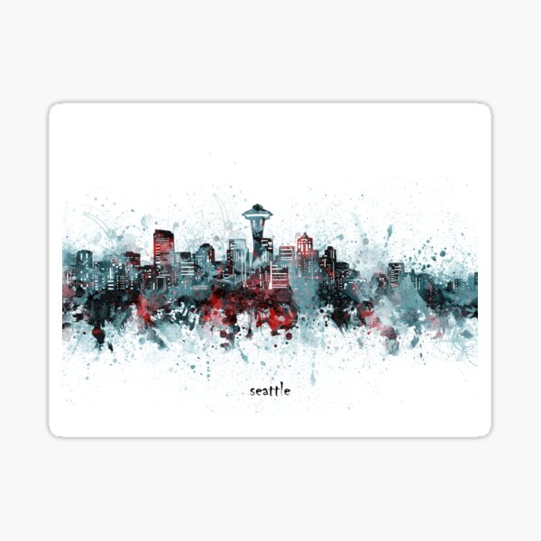 "seattle skyline" Sticker by BekimART2 | Redbubble