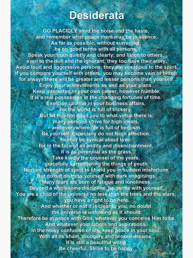 "Desiderata 9 - Inspirational Words of Wisdom Art - Sharon Cummings ...