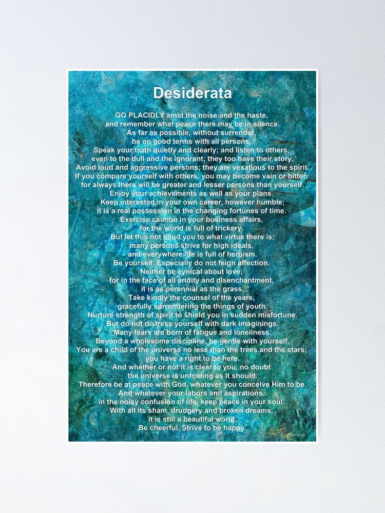 "Desiderata 9 - Inspirational Words of Wisdom Art - Sharon Cummings ...