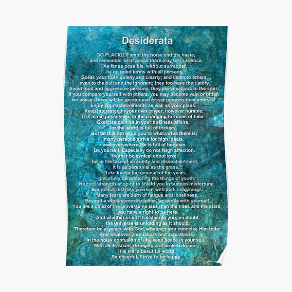 "Desiderata 9 - Inspirational Words of Wisdom Art - Sharon Cummings ...