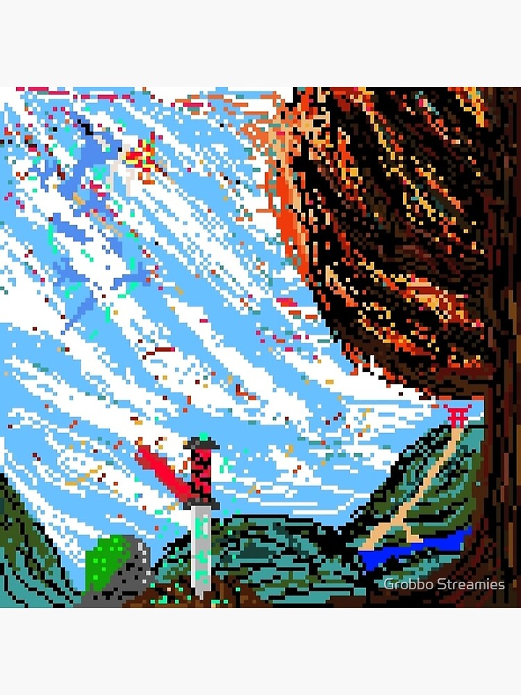 "Japanese dragon sword: pixel art" Art Print by Dwarfoftheforge | Redbubble