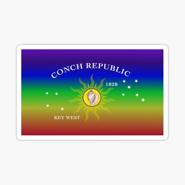 "Conch Republic Flag in rainbow" Sticker by SouthbyKeyWest | Redbubble