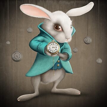 "white rabbit with clock" Sticker for Sale by jordygraph | Redbubble