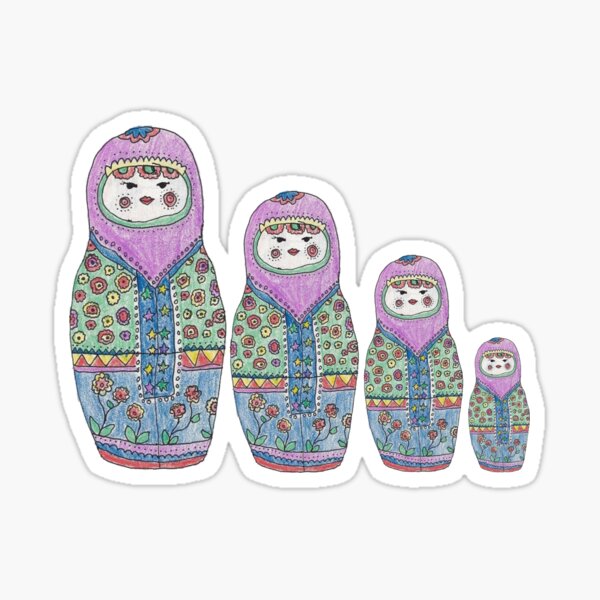 "Russian Nesting Dolls" Sticker for Sale by ArtChildGalore | Redbubble