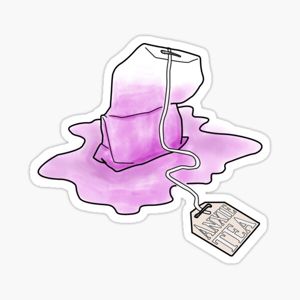 "AnxieTEA Anxiety tea bag Purple" Sticker for Sale by MarzStudio ...