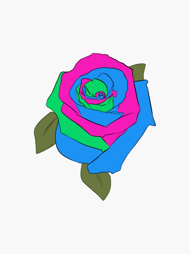 "poly pride rose" Sticker by sketchgirl16 | Redbubble