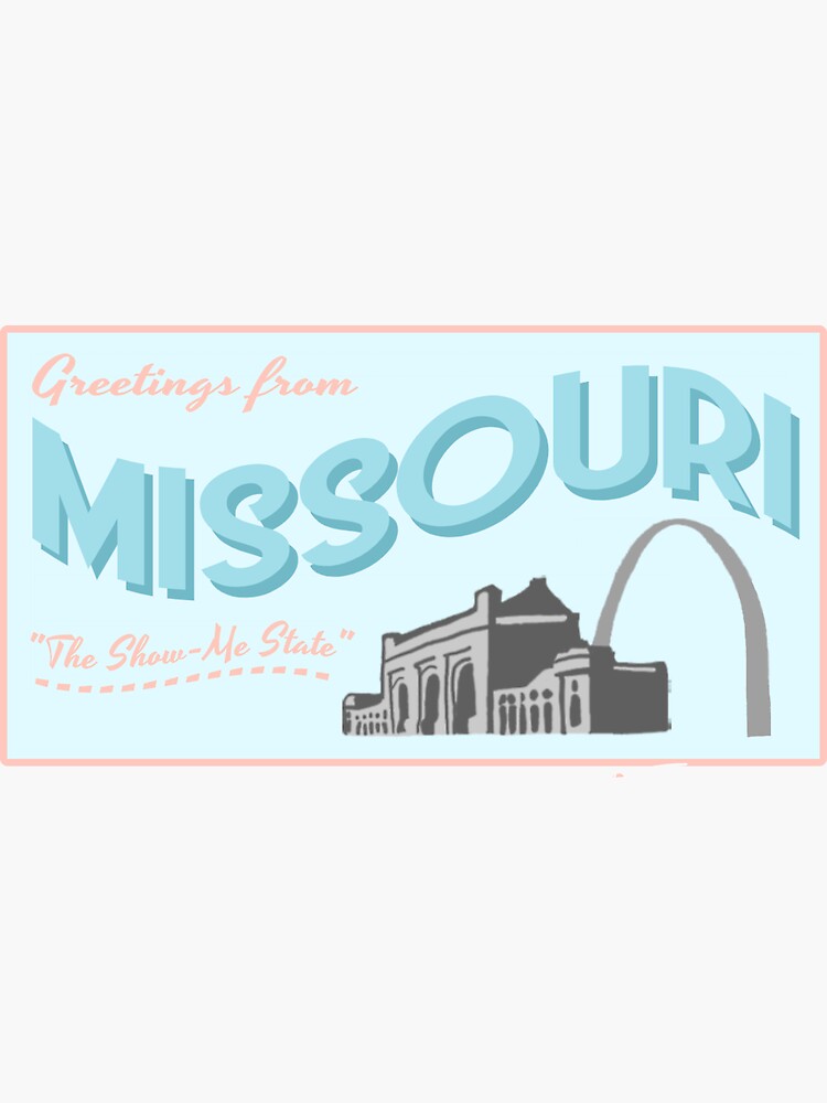 "missouri postcard sticker" Sticker for Sale by lbohr | Redbubble