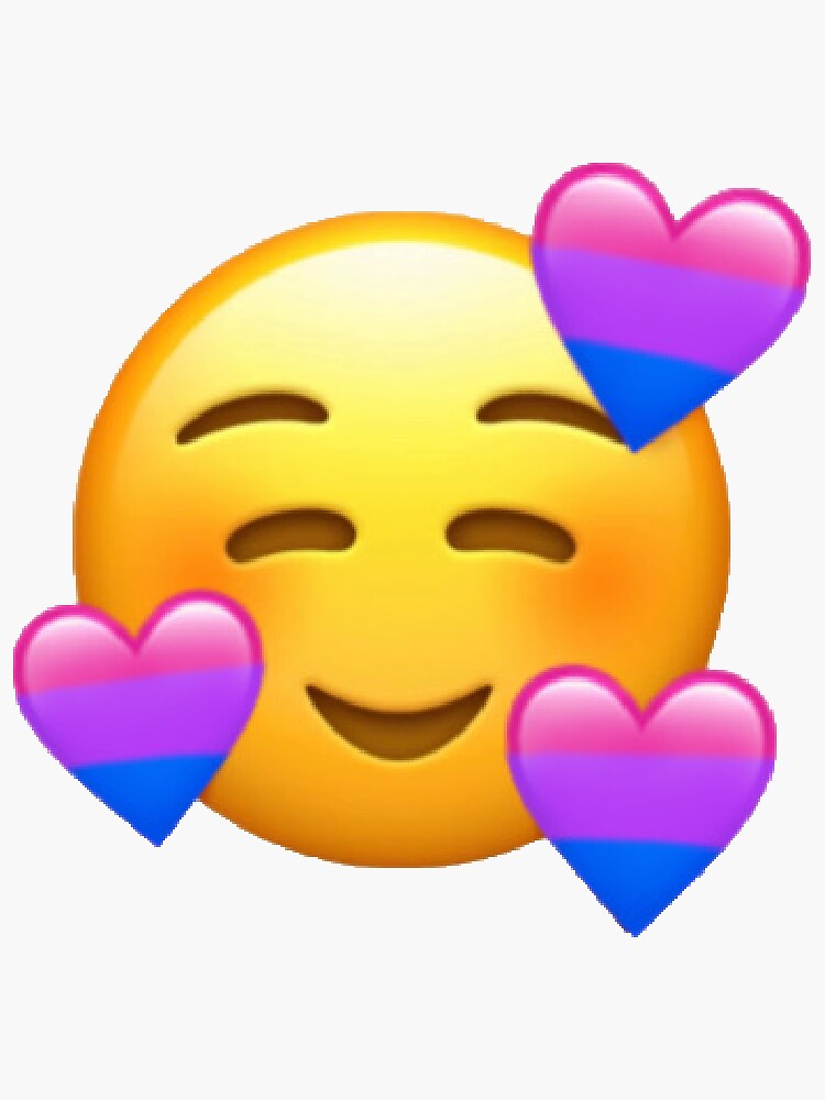 "Bisexual Heart Emoji Happy Face Design" Sticker for Sale by earthwurm ...