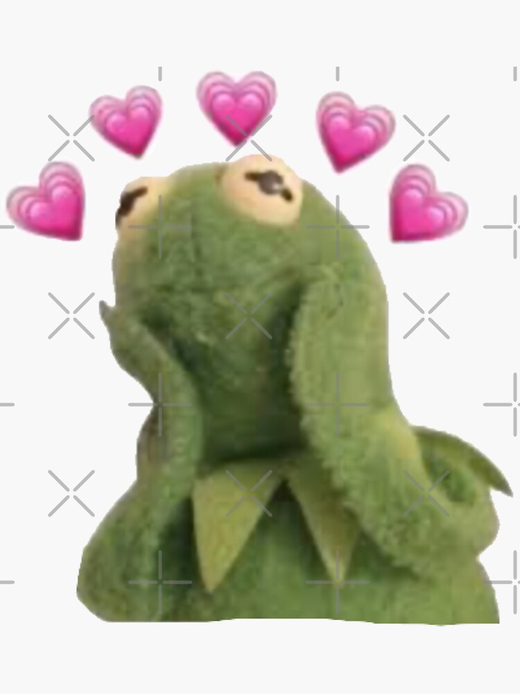 "Kermit the frog heart meme" Sticker for Sale by ceciliacg | Redbubble
