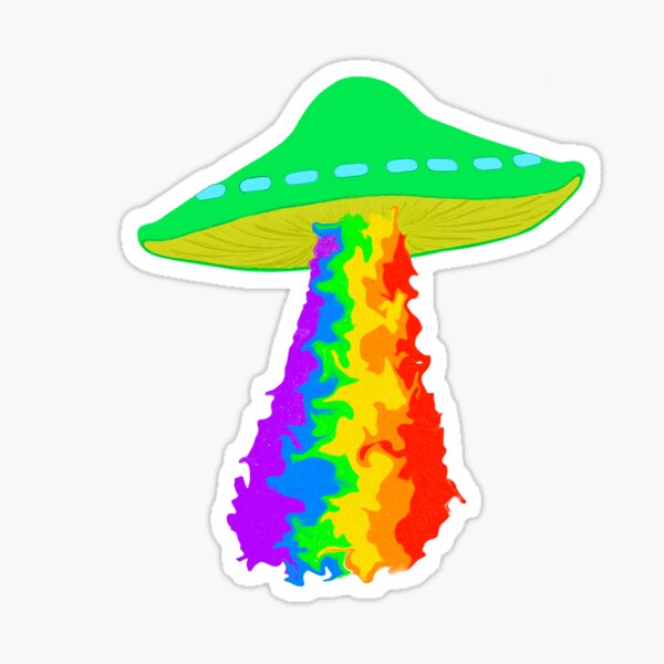 "Rainbow space ship" Sticker by MegsMiscellany | Redbubble