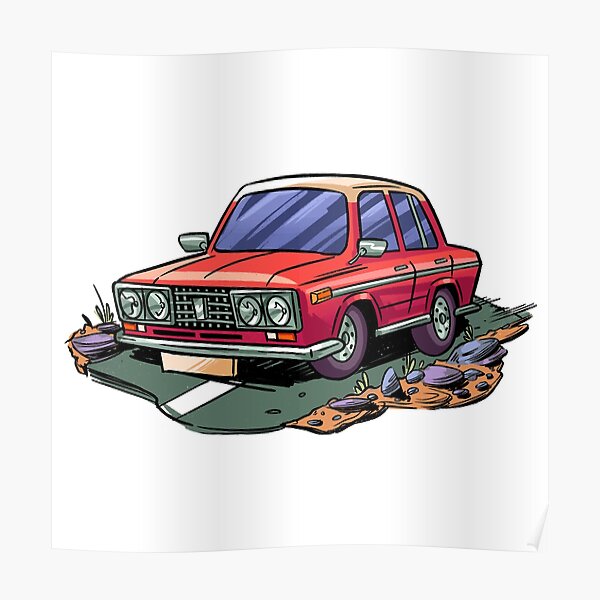"Cartoon LADA VAZ classic russian car | Fiat" Poster for Sale by Svinil ...