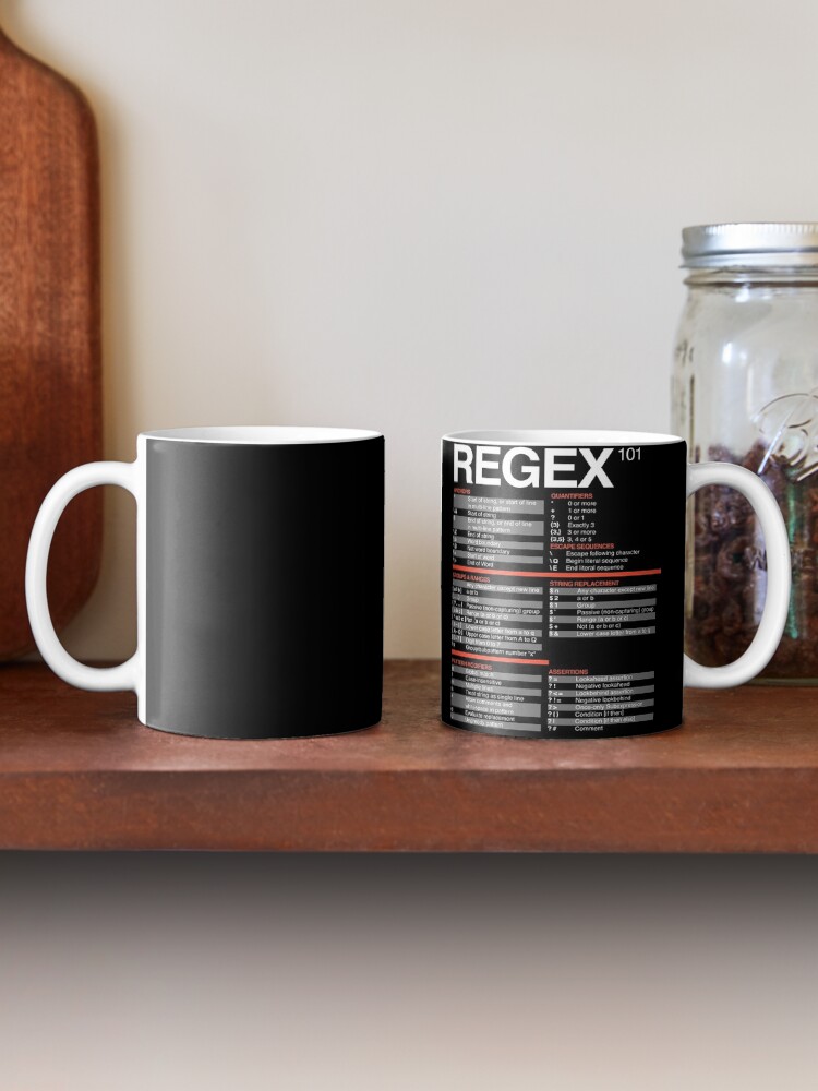 "Regex Cheatsheet - Regular Expressions 101 - Computer Teacher" Coffee Mug for Sale by ...